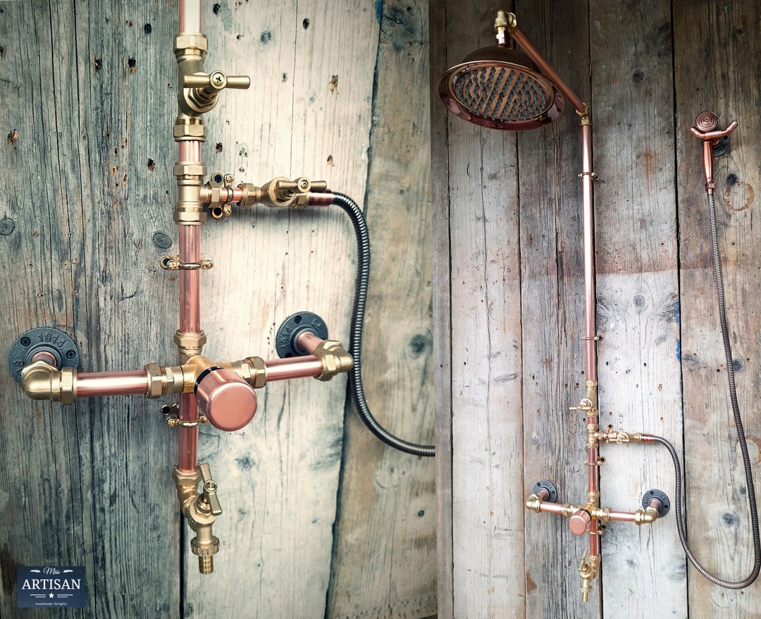 Thermostatic Copper Rainfall Shower With Hand Sprayer and Lower Tap ...