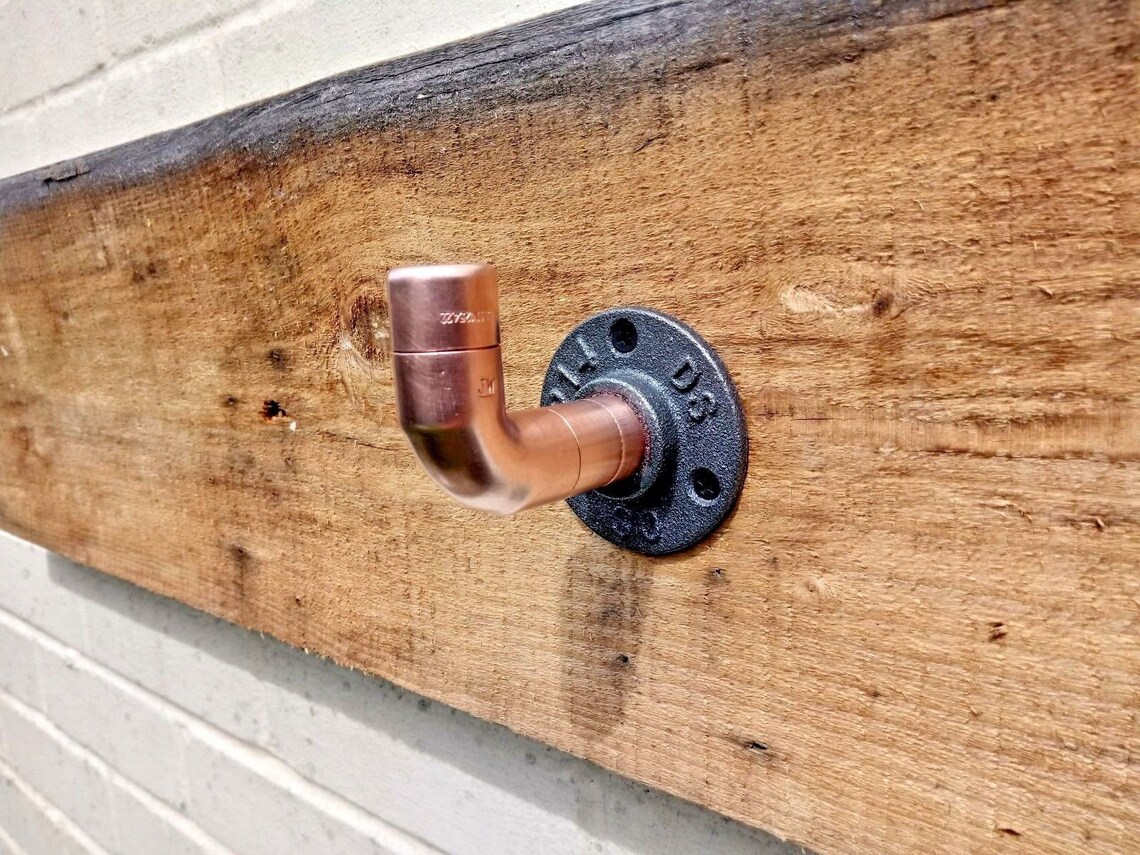 Copper Pipe Hook - Coat / Clothes / Towel Hooks - Rustic / Industrial ...