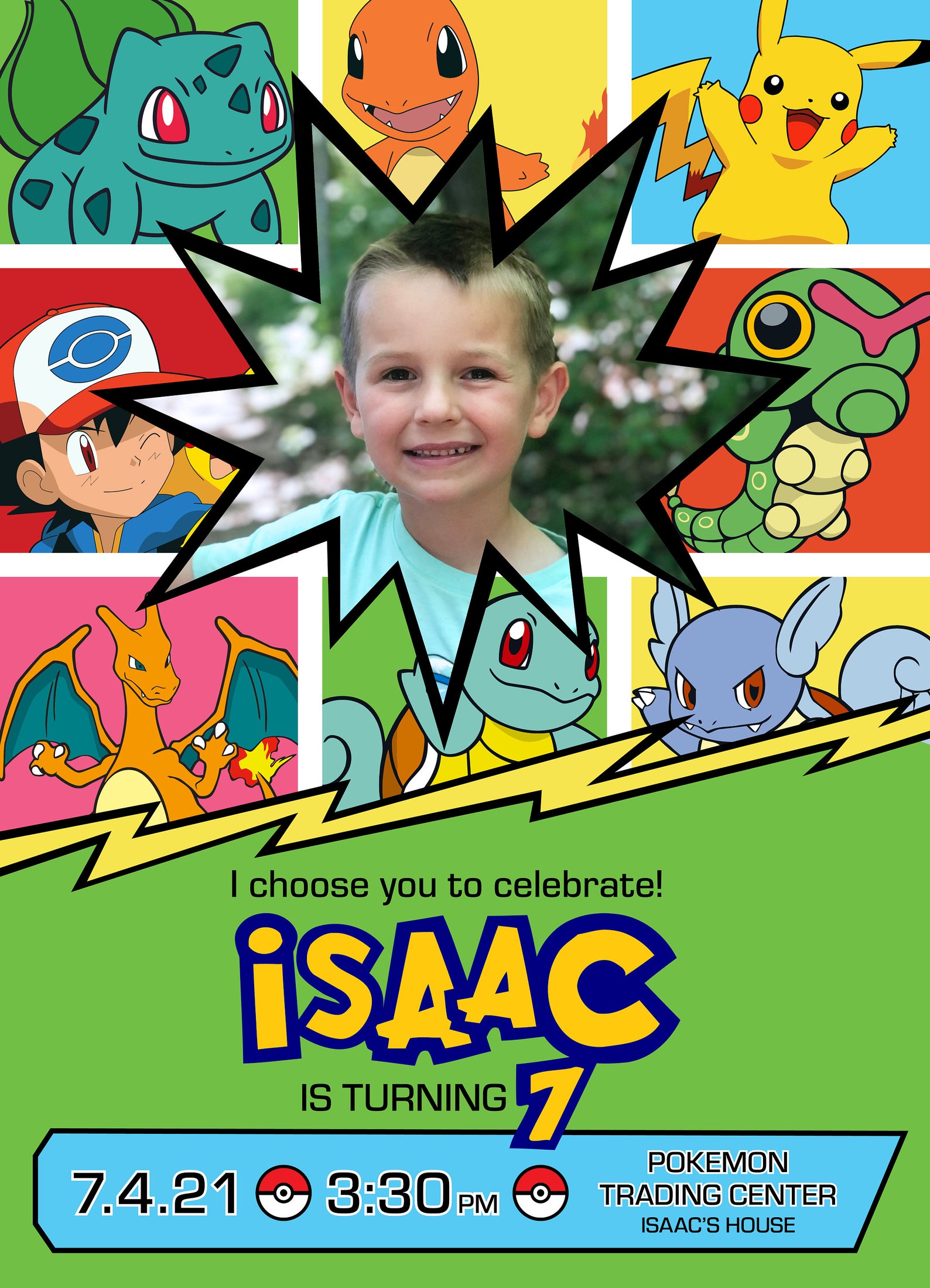 Pokemon Pikachu Birthday Invitation Child's Birthday Invitation Gamer ...