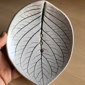 Handmade Ceramic Leaf Soap Dish: Hydrangea Print Sponge Holder - Etsy