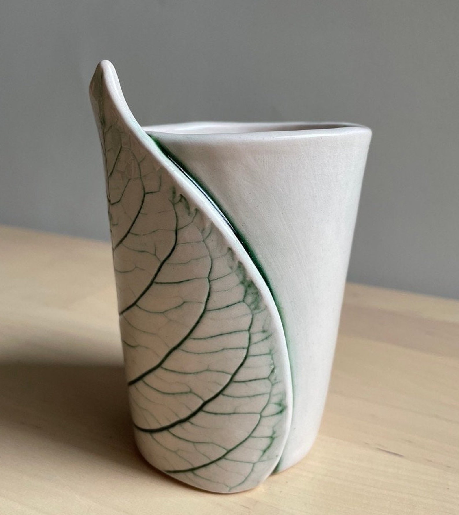 Set of Handmade Leaf Imprinted Ceramic Toothbrush Holder and Soap Dish ...