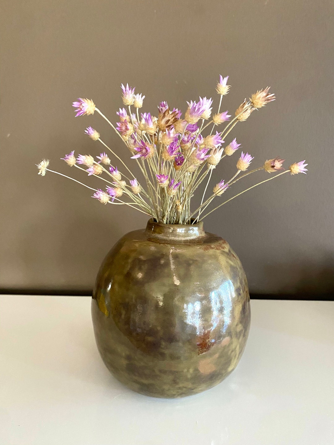 Modern Handmade Ball Ceramic Vase , Gold and Bronze Ceramic Vase - Etsy