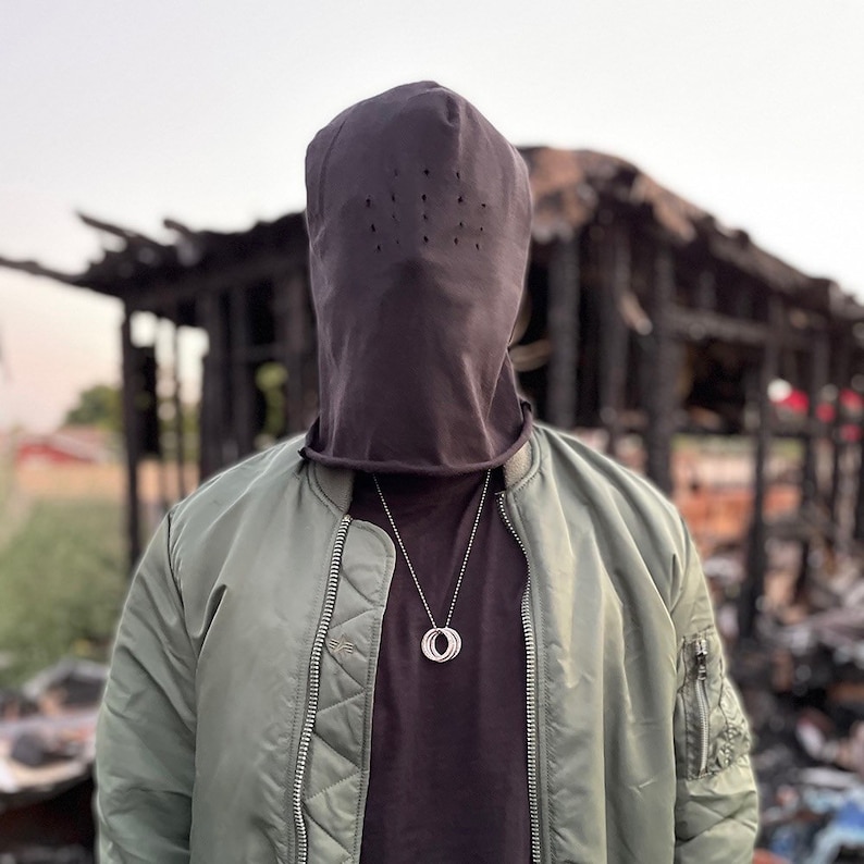 Donda Inspired Blank Mask/balaclava. 100% Cotton Jersey, Dyed Black W ...