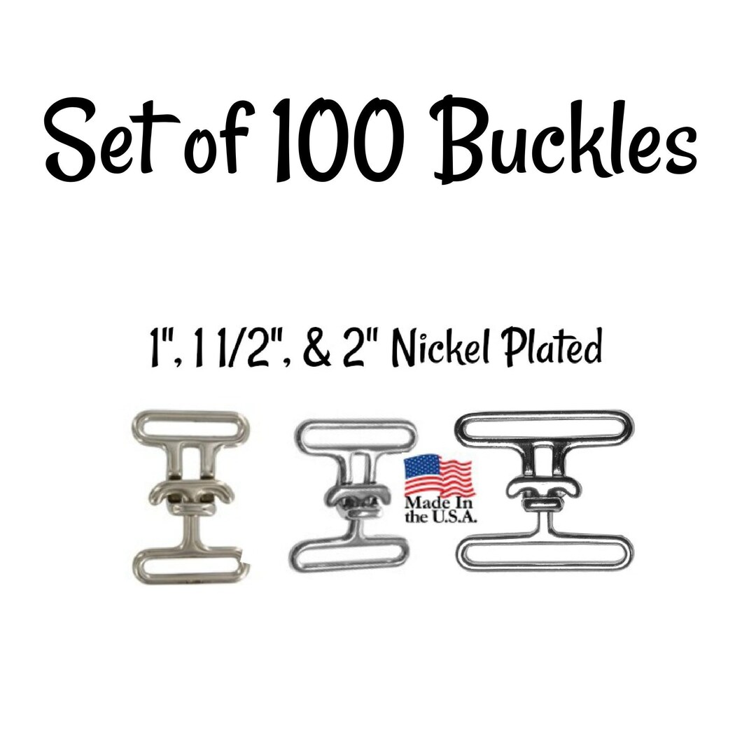 Set of 100 Cinch Buckles - 1", 1 1/2", & 2" Nickel Cinch Belt Buckle ...