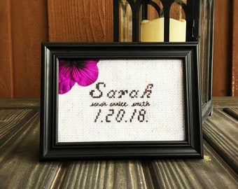 Custom Cross Stitch Made to Order Framed Personalized - Etsy
