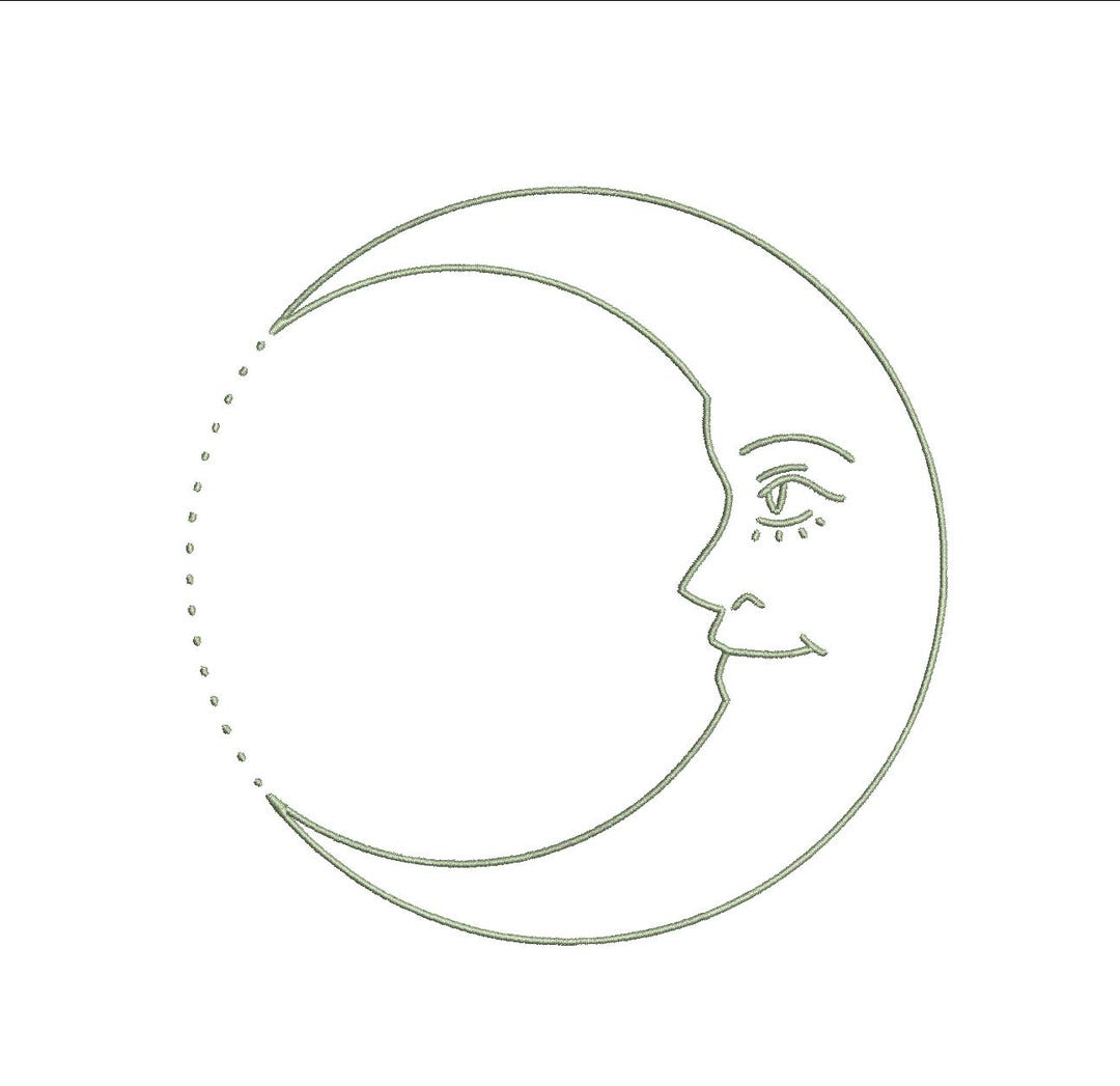 Celestial Minimal Moon Face / 3 Sizes / Digital Embroidery Download ...