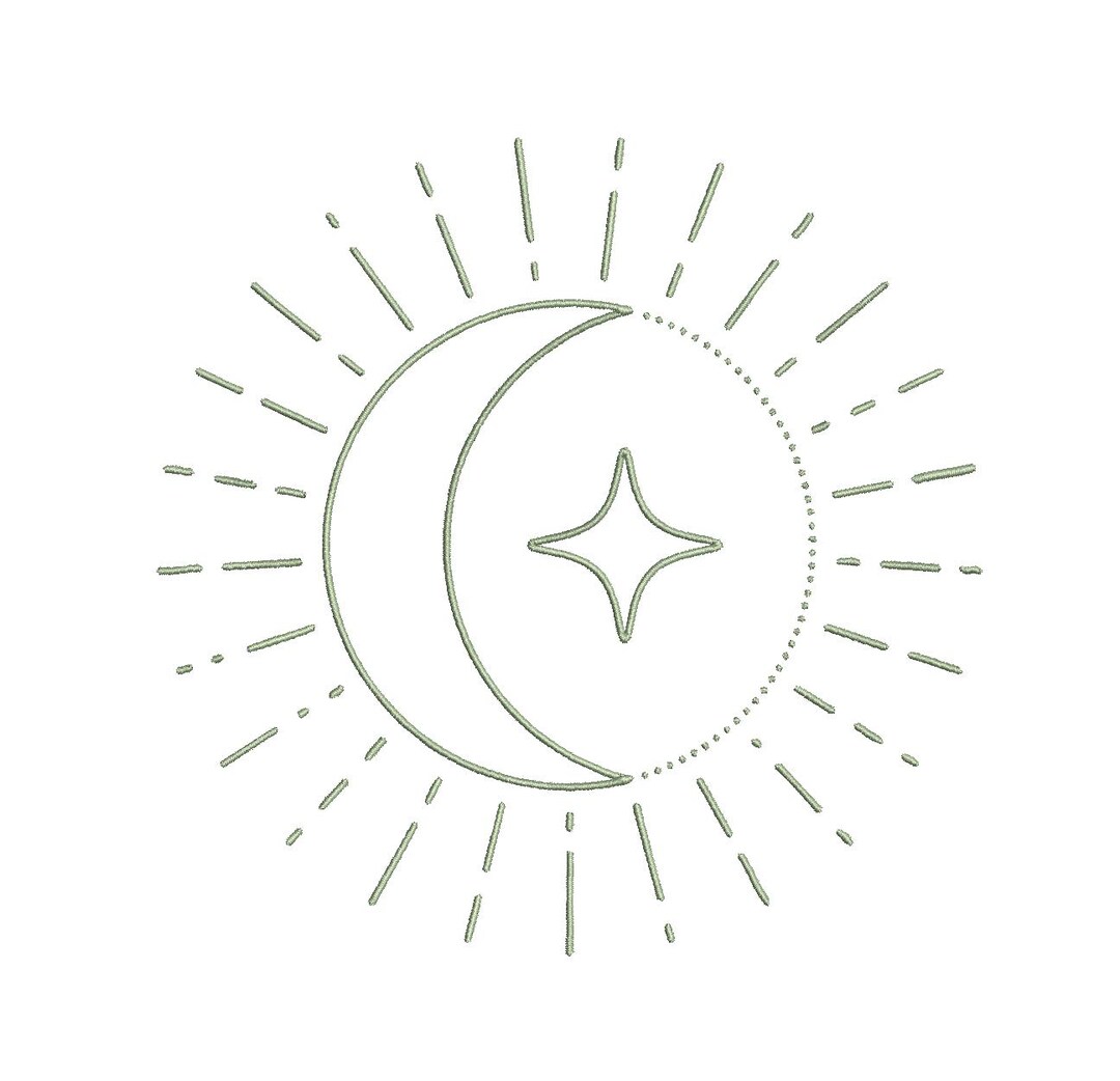 Celestial Minimal Moon With Sparkle / 3 Sizes / Digital Embroidery ...