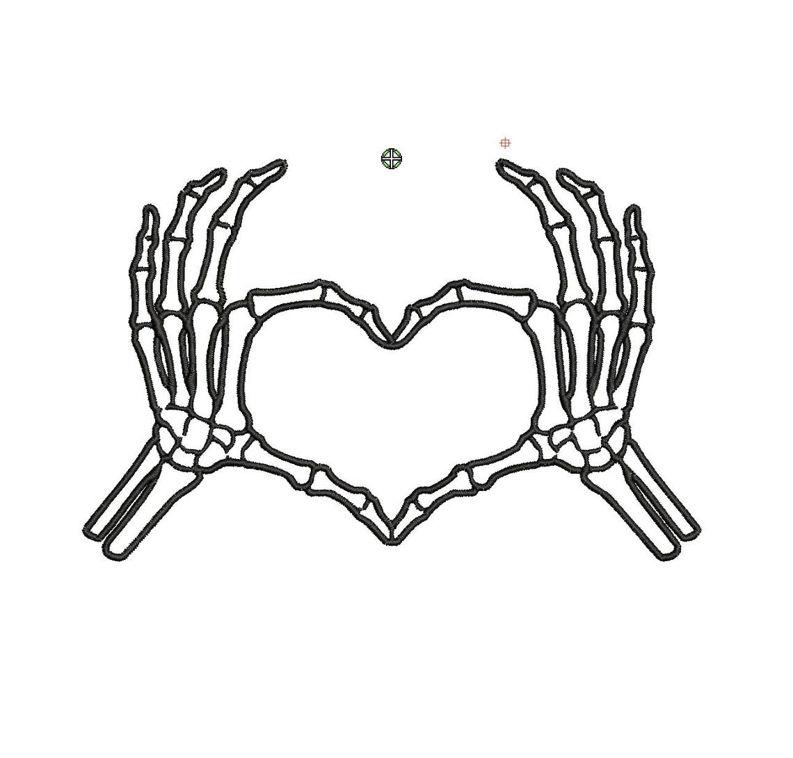 Skeleton Hands Love Heart 1 / Digital Embroidery File Download / 2 ...