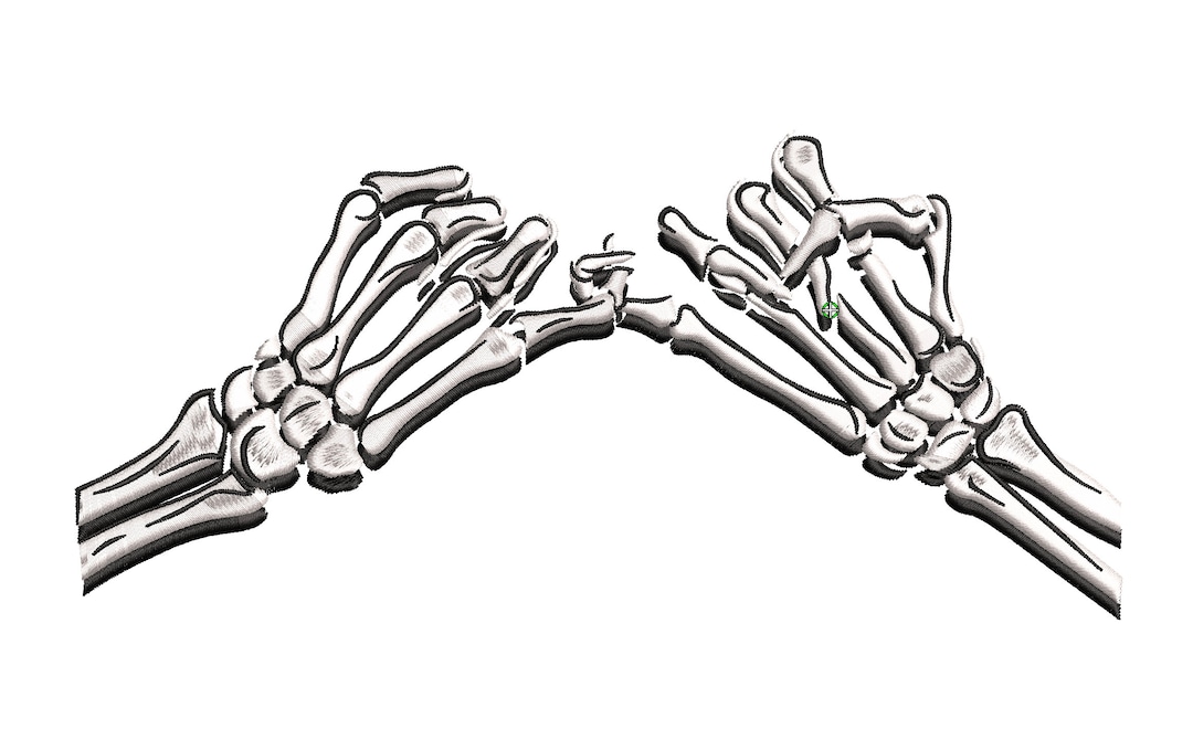 Skeleton Hands Pinky Promise With Shadow Detail / Digital Embroidery ...