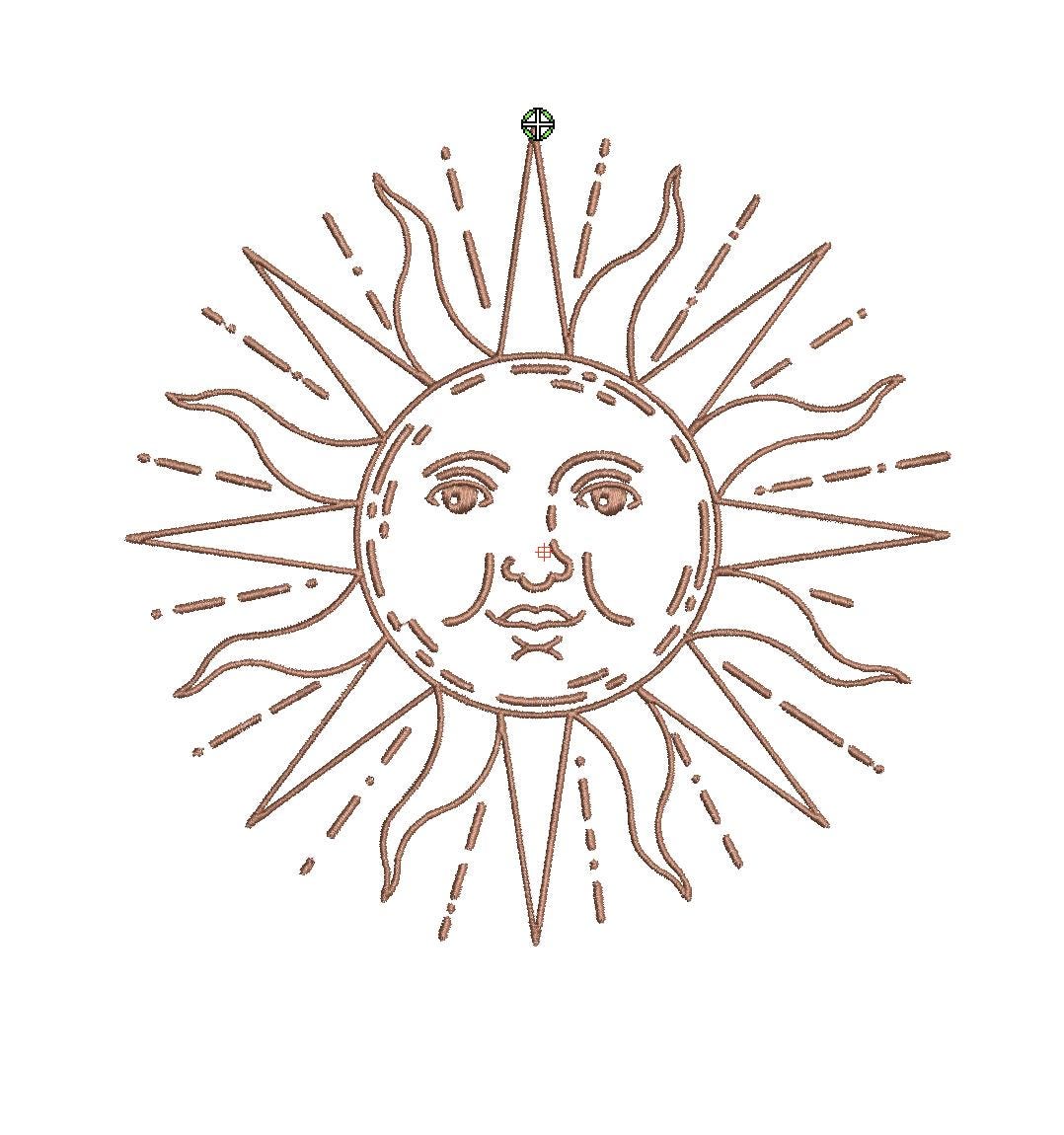 Celestial Sun Face 1 / Digital Embroidery Download / Satin Stitch ...