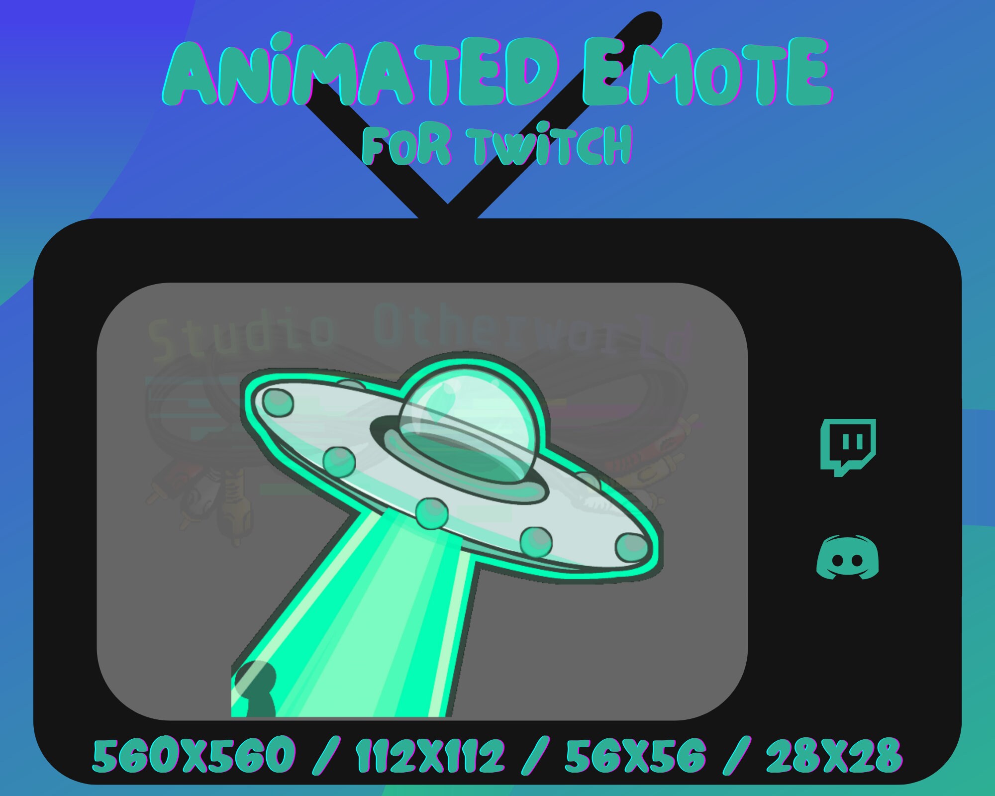 UFO Animated Emote for Twitch | Flying Saucer Alien Abduction Emoticon ...
