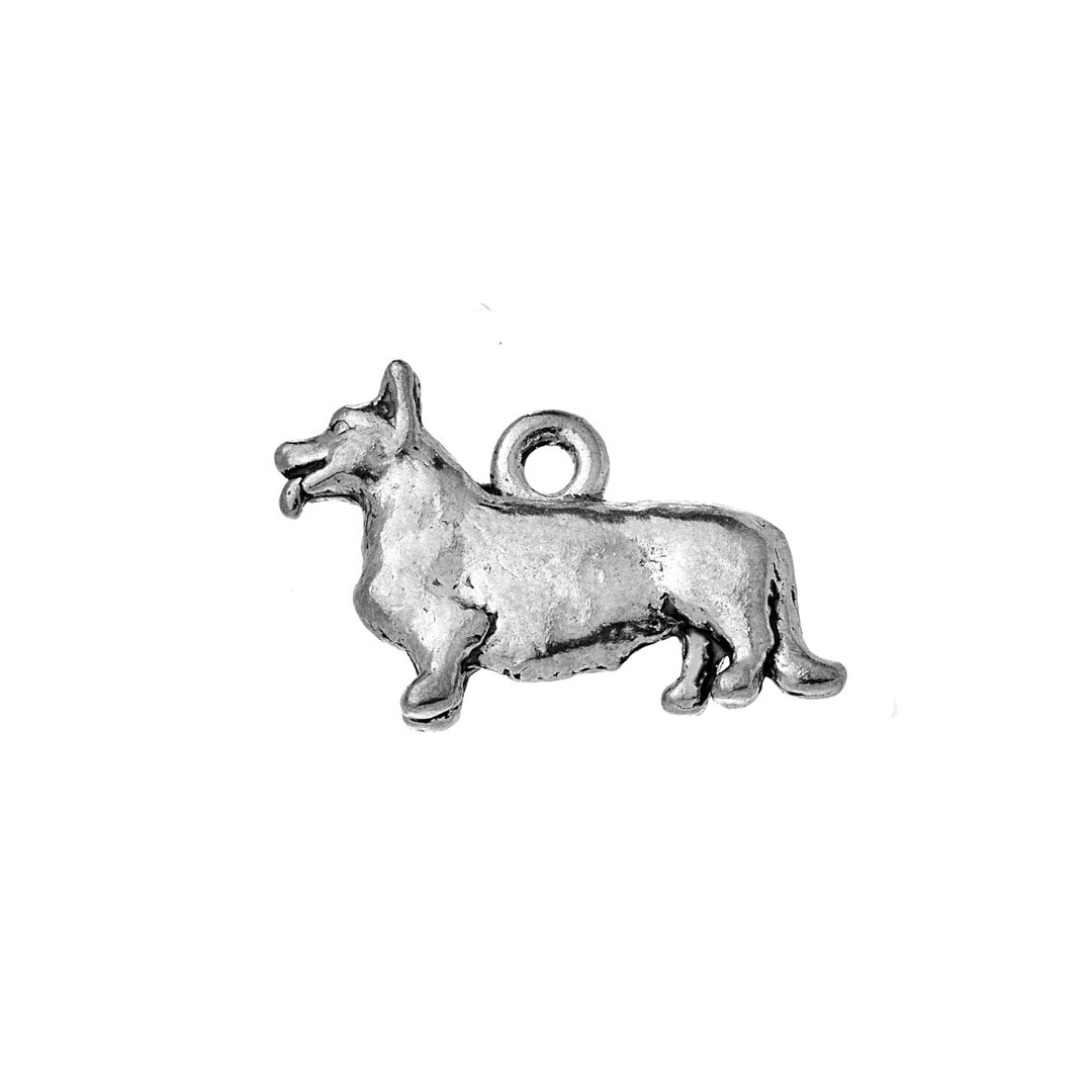 Corgi Charm Corgi Jewelry Silver Plated Corgi Dog Charm - Etsy
