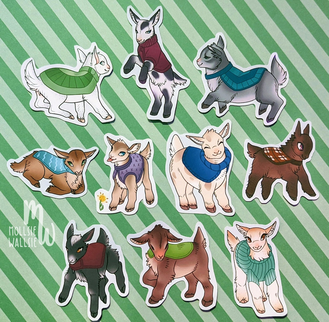 Goats in Coats Stickers • Goat Sticker Sheet, Cute Goats, Farm Animal ...
