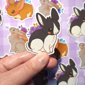 Bunny Stickers Cute Animal Sticker Set, Flower Bunnies, Kawaii Bun Pack ...