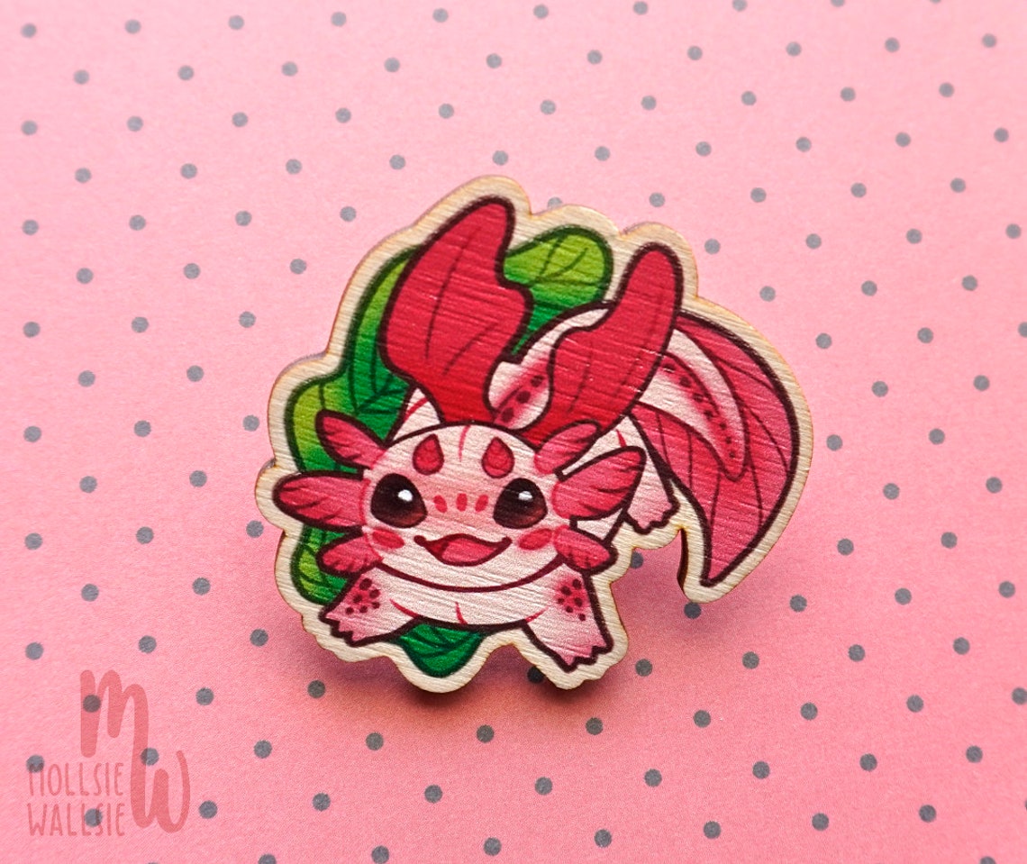 Axolotl Dragon Cute Dragon Pins / Magnets Wood Charm - Etsy