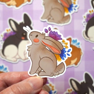 Bunny Stickers Cute Animal Sticker Set, Flower Bunnies, Kawaii Bun Pack ...
