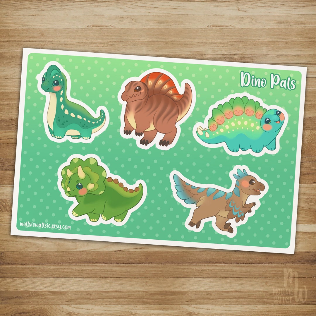 Dinosaur Stickers | Cute Dinosaur Sticker Sheets, Dino Sticker Pack ...