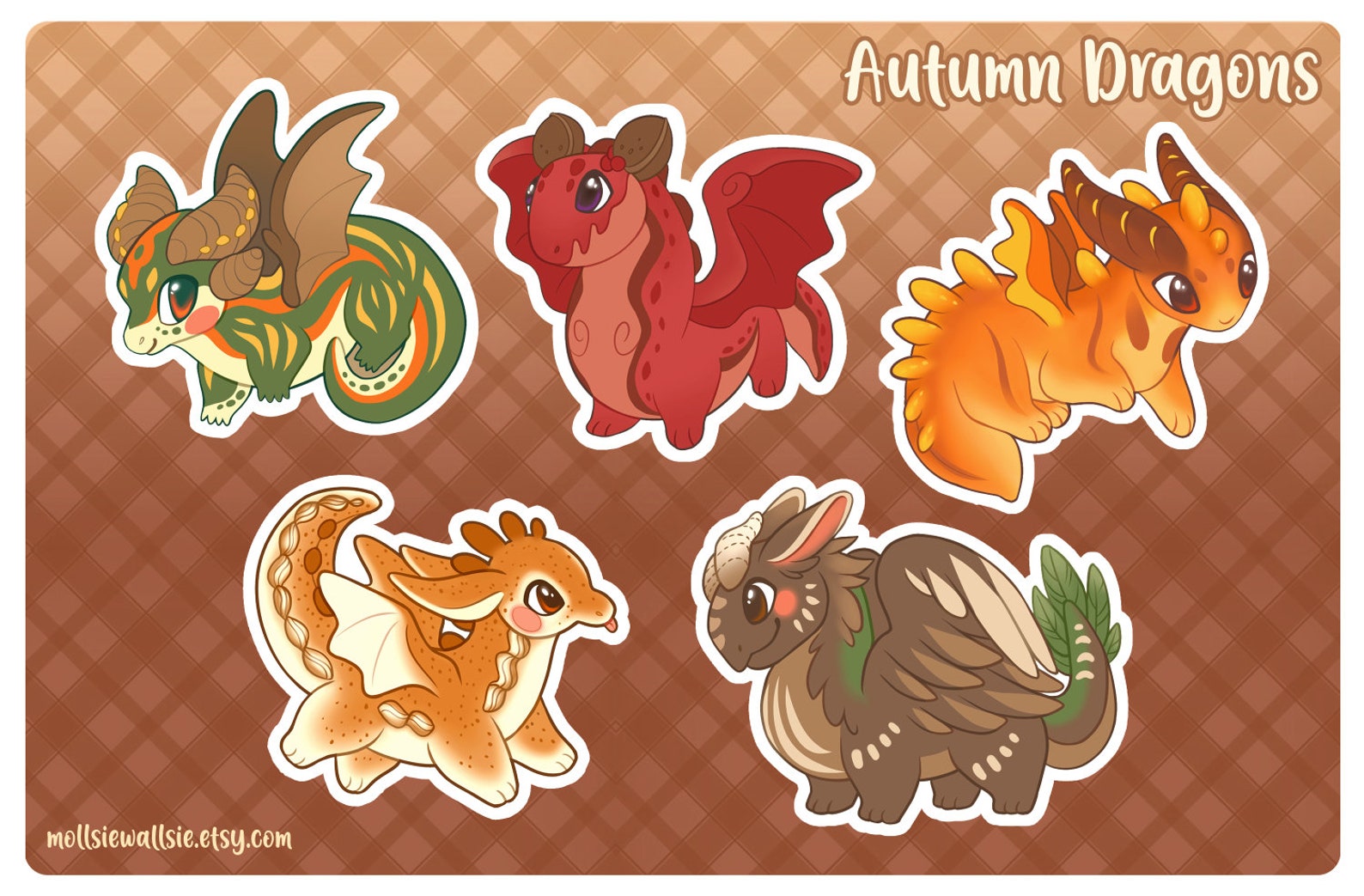 Autumn Dragon Stickers Dragon Sticker Set Vinyl Autumn - Etsy