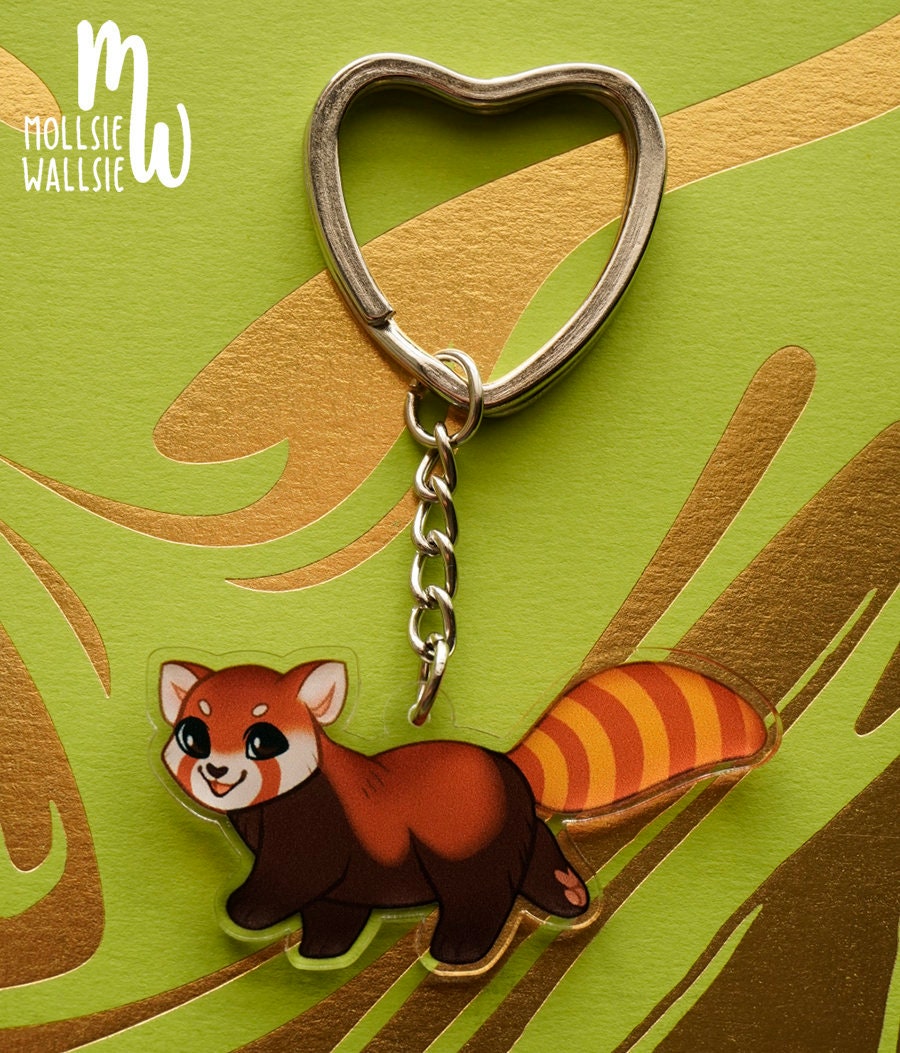 Red Panda Keychain Double-sided 2 Acrylic Charm Cute | Etsy