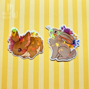 Bunny Stickers Cute Animal Sticker Set, Flower Bunnies, Kawaii Bun Pack ...