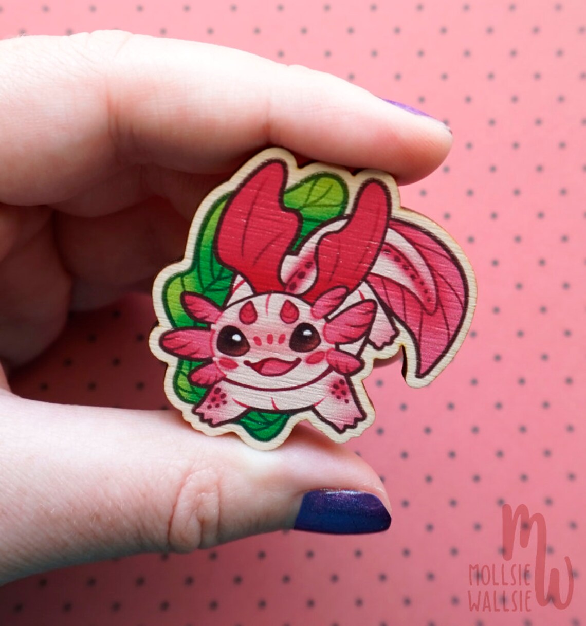 Axolotl Dragon Cute Dragon Pins / Magnets Wood Charm - Etsy