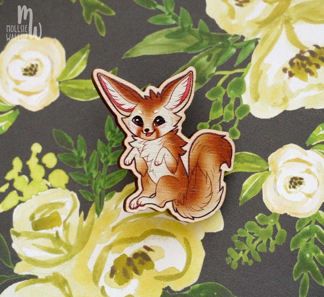Fennec Fox Pin • Cute Fox Pin, Fox Lapel Pin, Cute Animal Pin, Wood ...