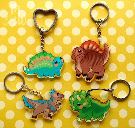 Dinosaur Keychains 2 Dino Charms Brachiosaurus - Etsy
