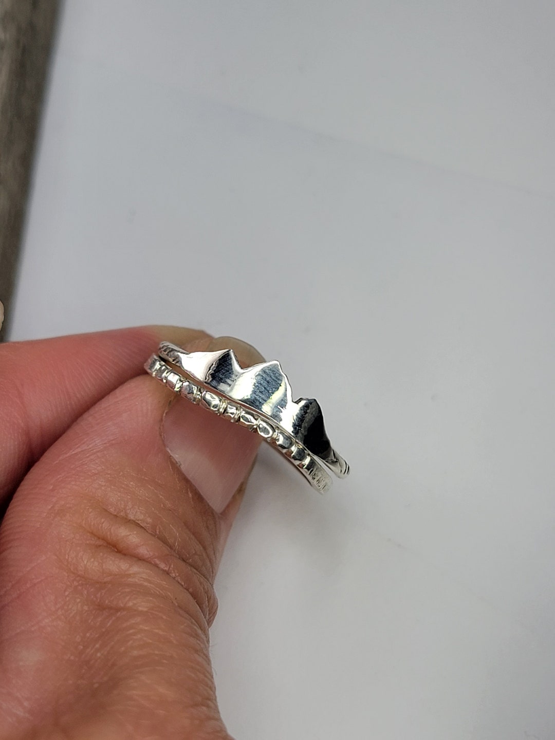 Mountain Ring With Stackable River Ring Sterling Silver Size 7.75 - Etsy