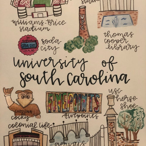 University of South Carolina Art USC Watercolor Painting - Etsy
