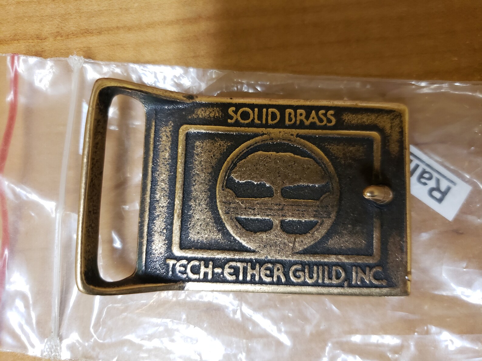 Tech Ether Guild Vintage "rainbow" 1970s Belt Buckle Solid Brass Wood ...
