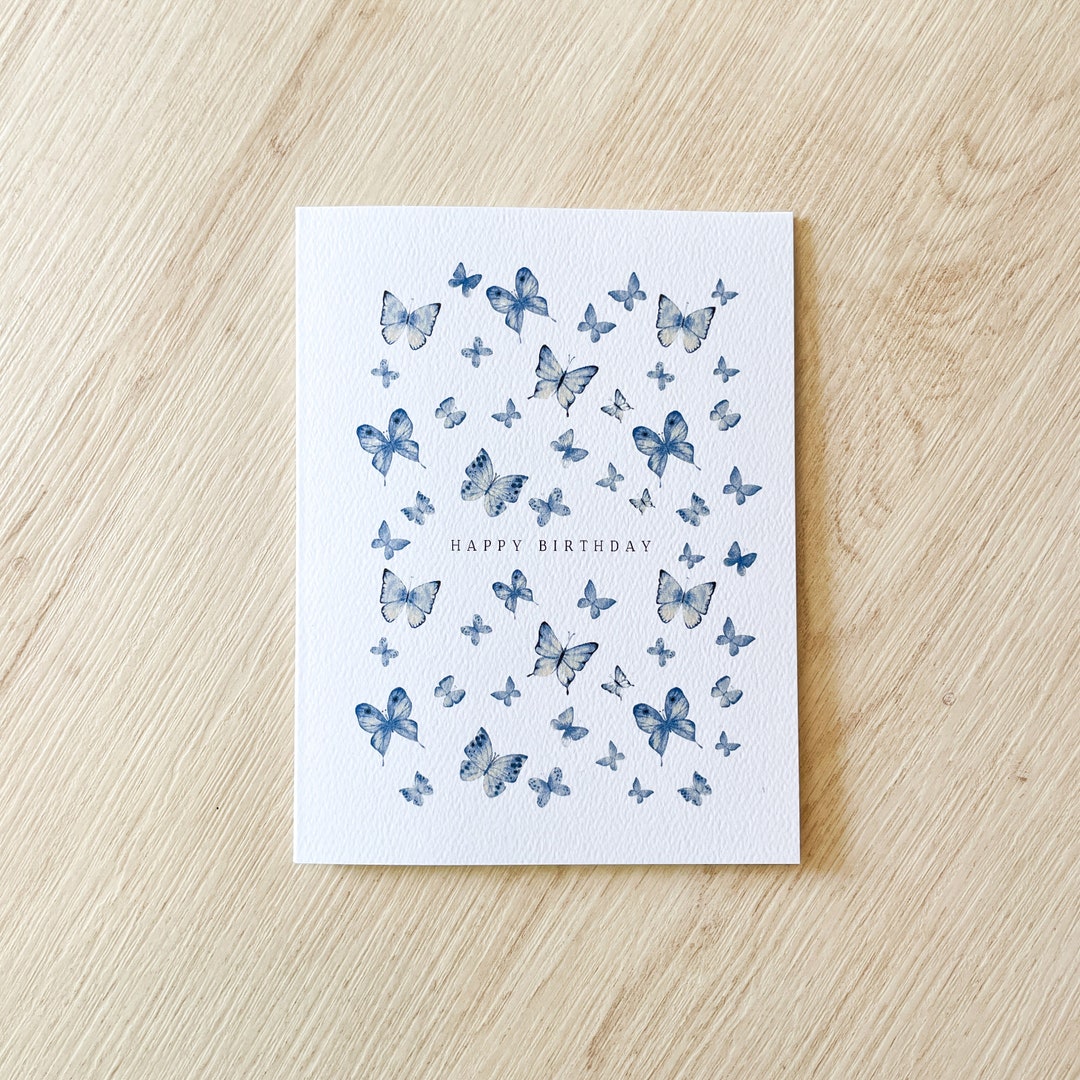 Butterfly Birthday Card - Minimal Birthday Card - Etsy