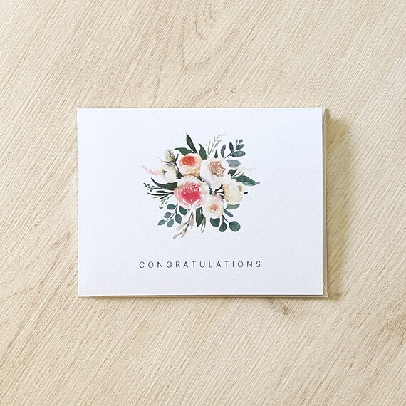 Flower Bouquet Congratulations Card Engagement Card | Etsy