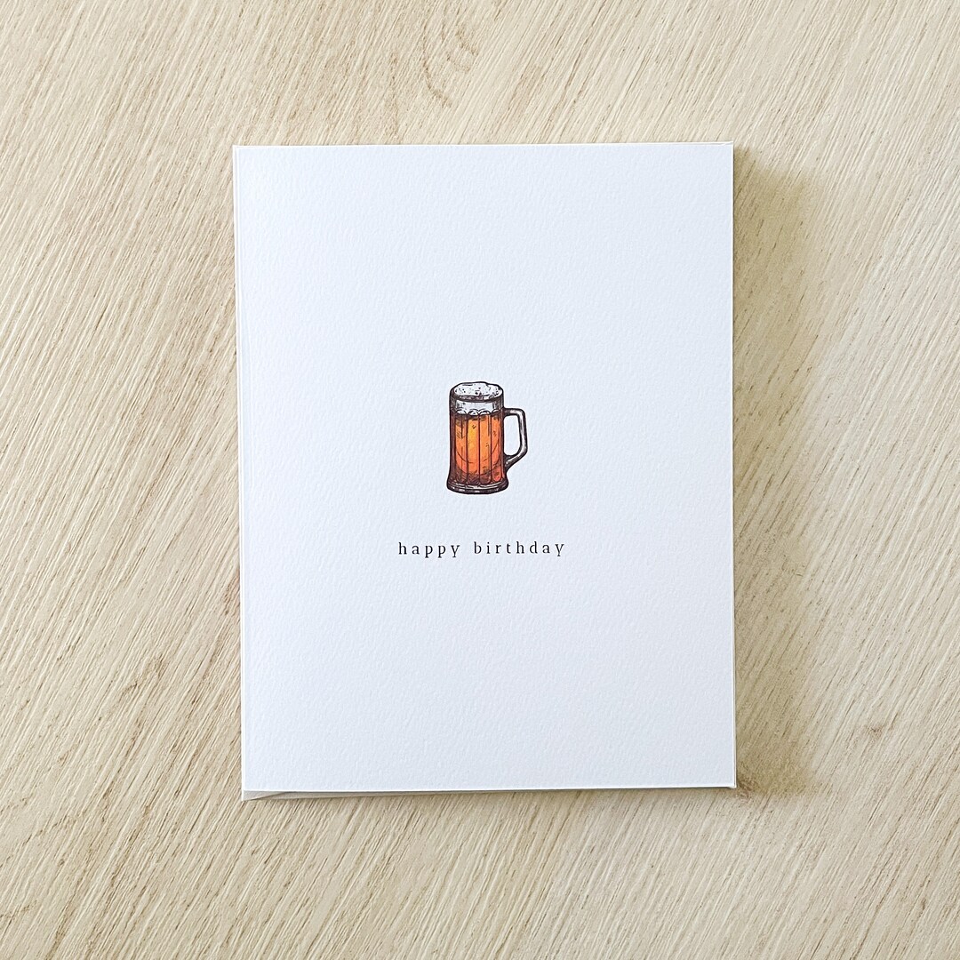 Beer Birthday Card - Minimal Birthday Card - Etsy