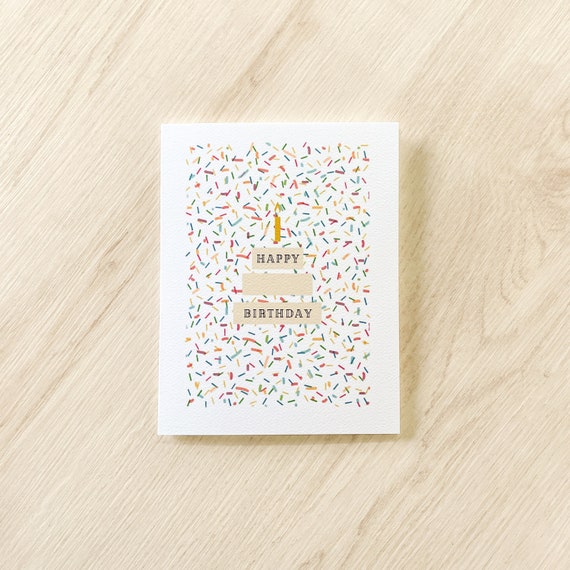 Sprinkle Cake Birthday Card Minimal Birthday Card | Etsy