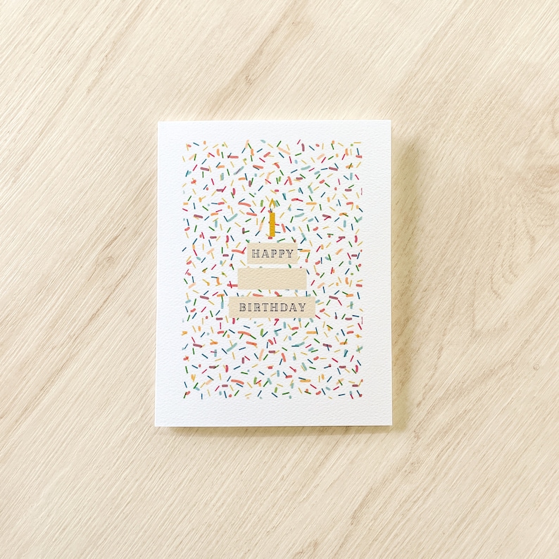 Sprinkle Cake Birthday Card Minimal Birthday Card | Etsy