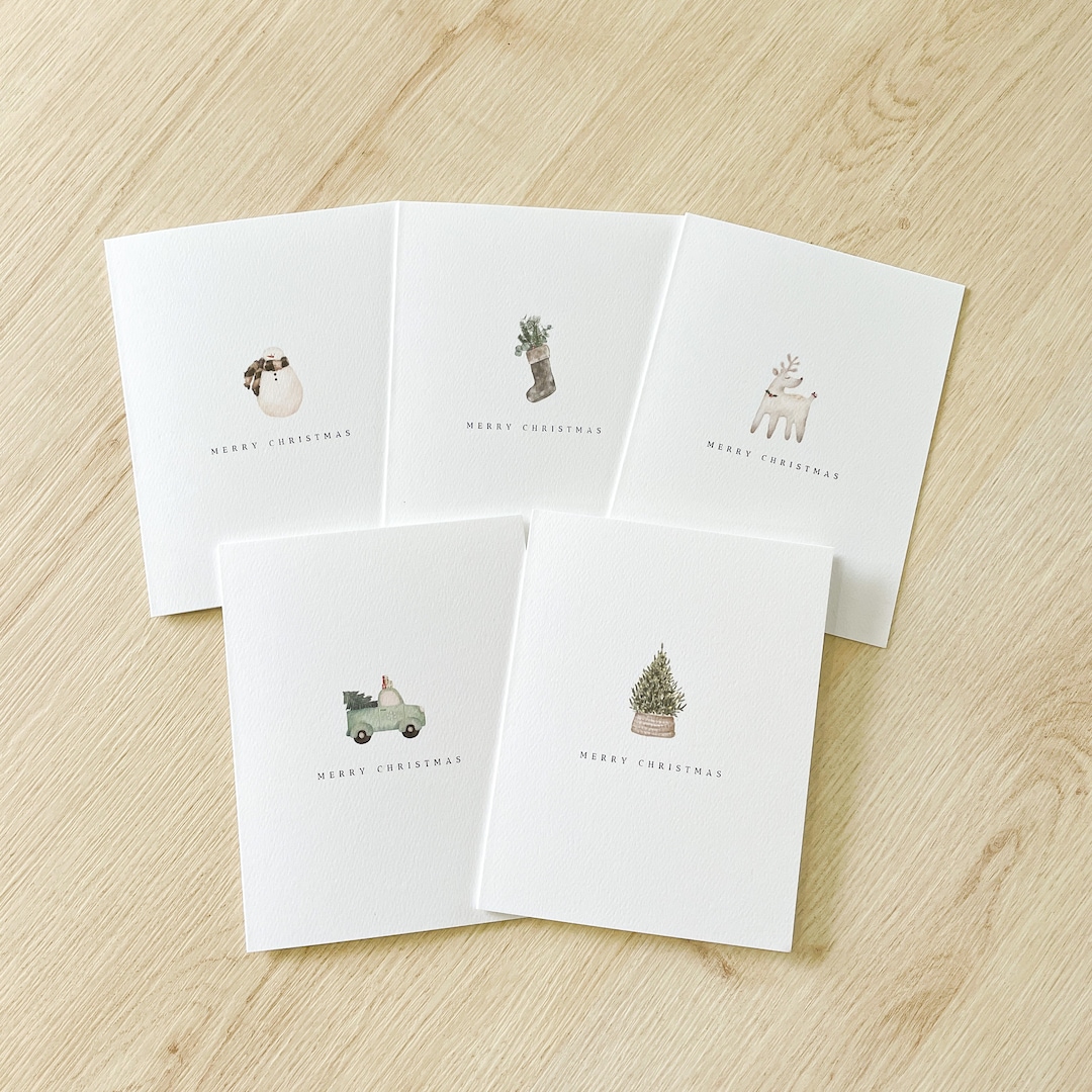Minimal Christmas Card - Neutral Christmas Card - Merry Christmas Card ...