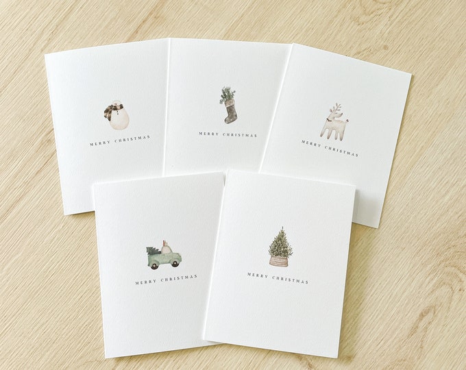 Minimal Christmas Card - Neutral Christmas Card - Merry Christmas Card ...