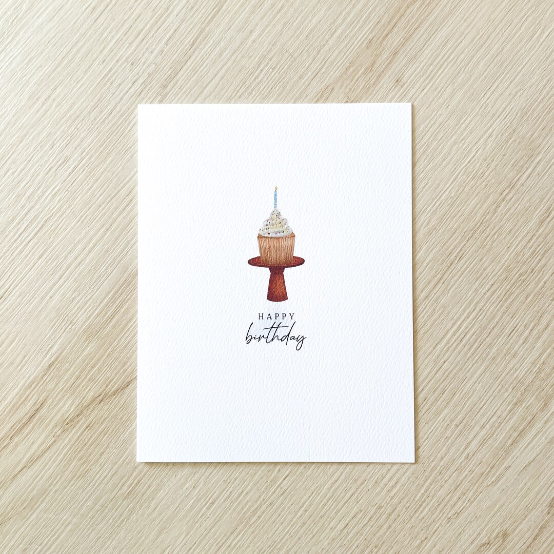 Cupcake Birthday Card - Minimal Cupcake Birthday Card - Minimal ...
