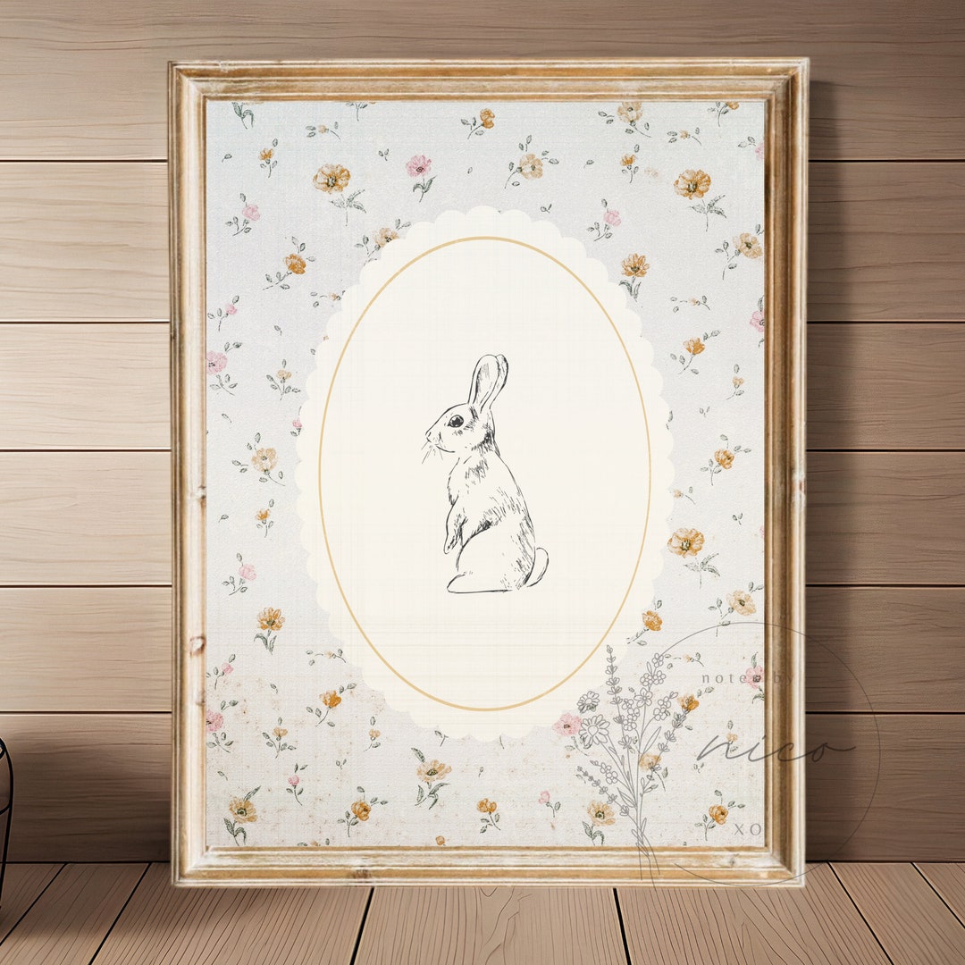 Vintage Inspired Bunny Rabbit Wall Art - Digital Download - Nursery Art ...