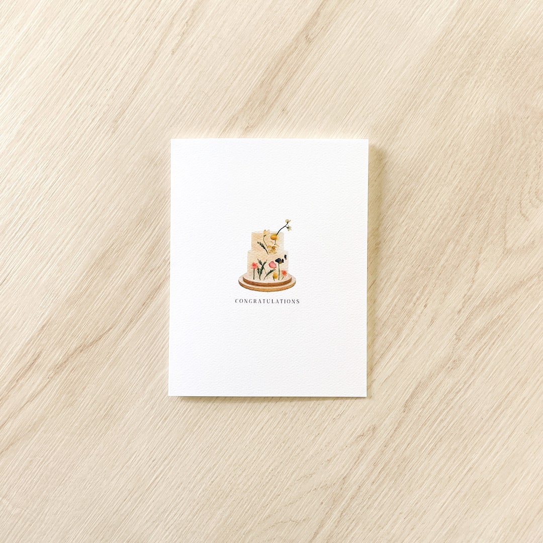 Cake Wedding Card - Wedding Cake Card - Minimal Wedding Card - Etsy