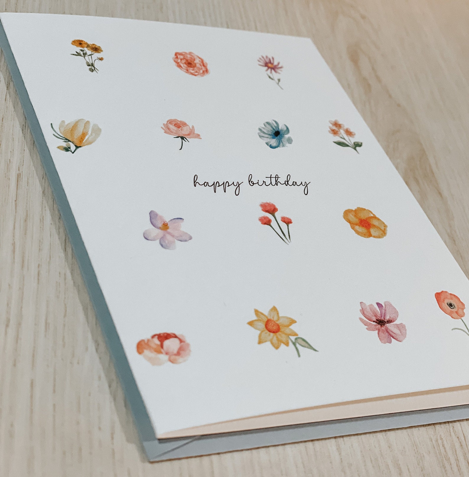 Floral Grid Birthday Card - Minimal Floral Birthday Card - Etsy