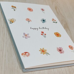 Floral Grid Birthday Card Minimal Floral Birthday Card - Etsy