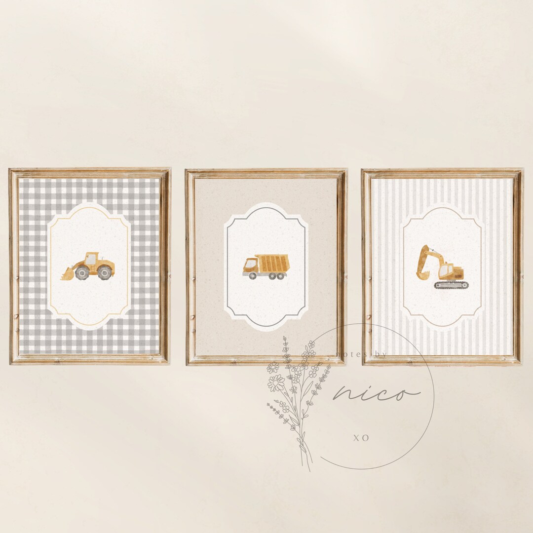 Vintage Inspired Construction Wall Art Bundle - Digital Download ...
