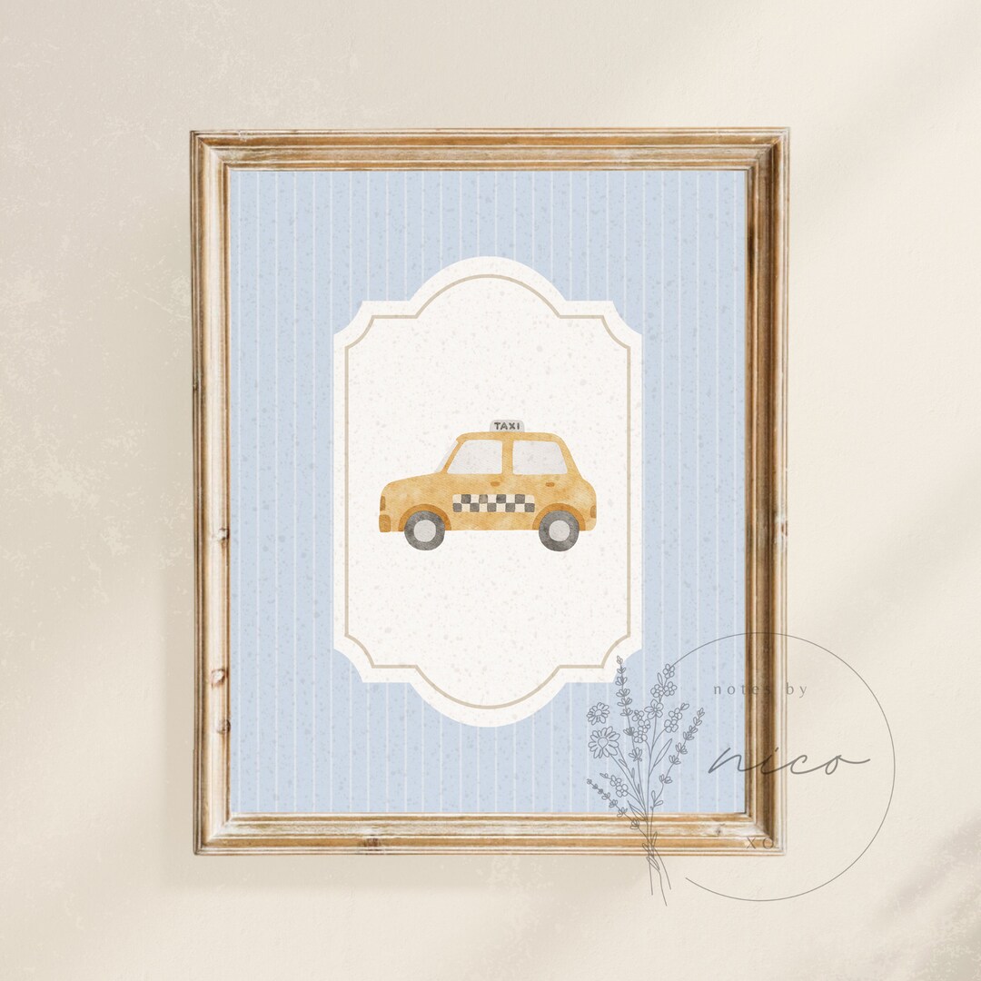 Vintage Inspired Taxi Cab Wall Art - Digital Download - Nursery Art ...