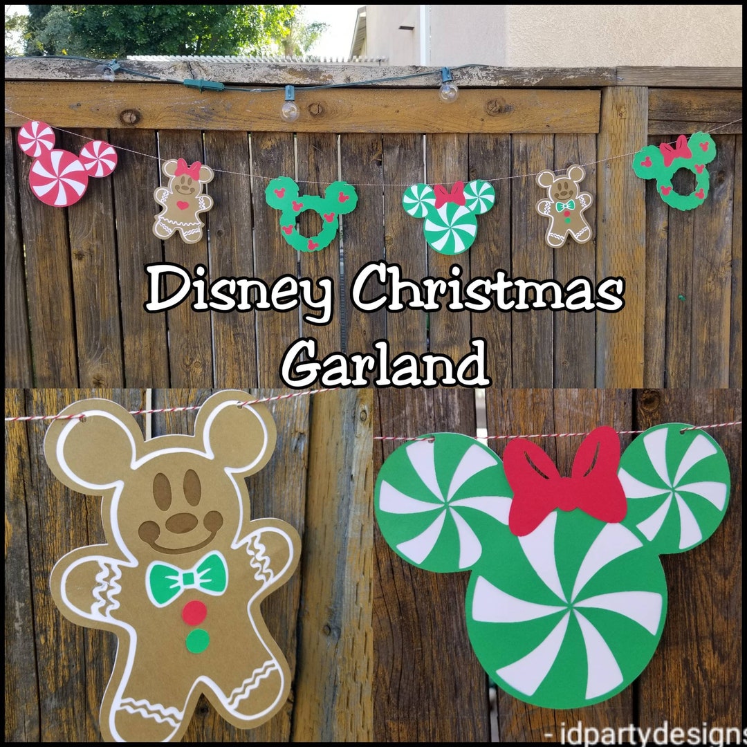 DISNEY CHRISTMAS BANNER Mickey Minnie Garland Disney Gingerbread Micky ...