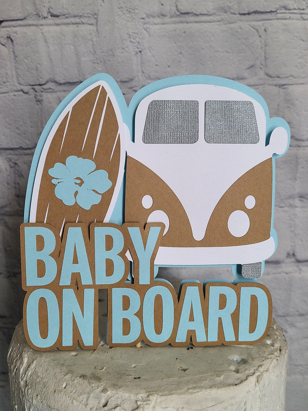SURFING CAKE TOPPER Surfer Baby on Baby Baby Shower Cake Surf Topper ...
