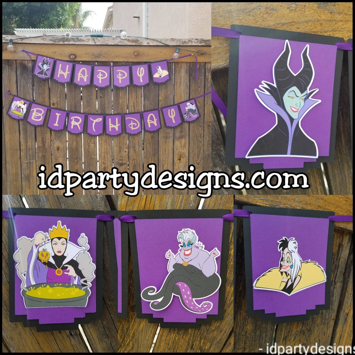 DISNEY VILLAINS EVIL Birthday Maleficent Evil Queen Ursula - Etsy