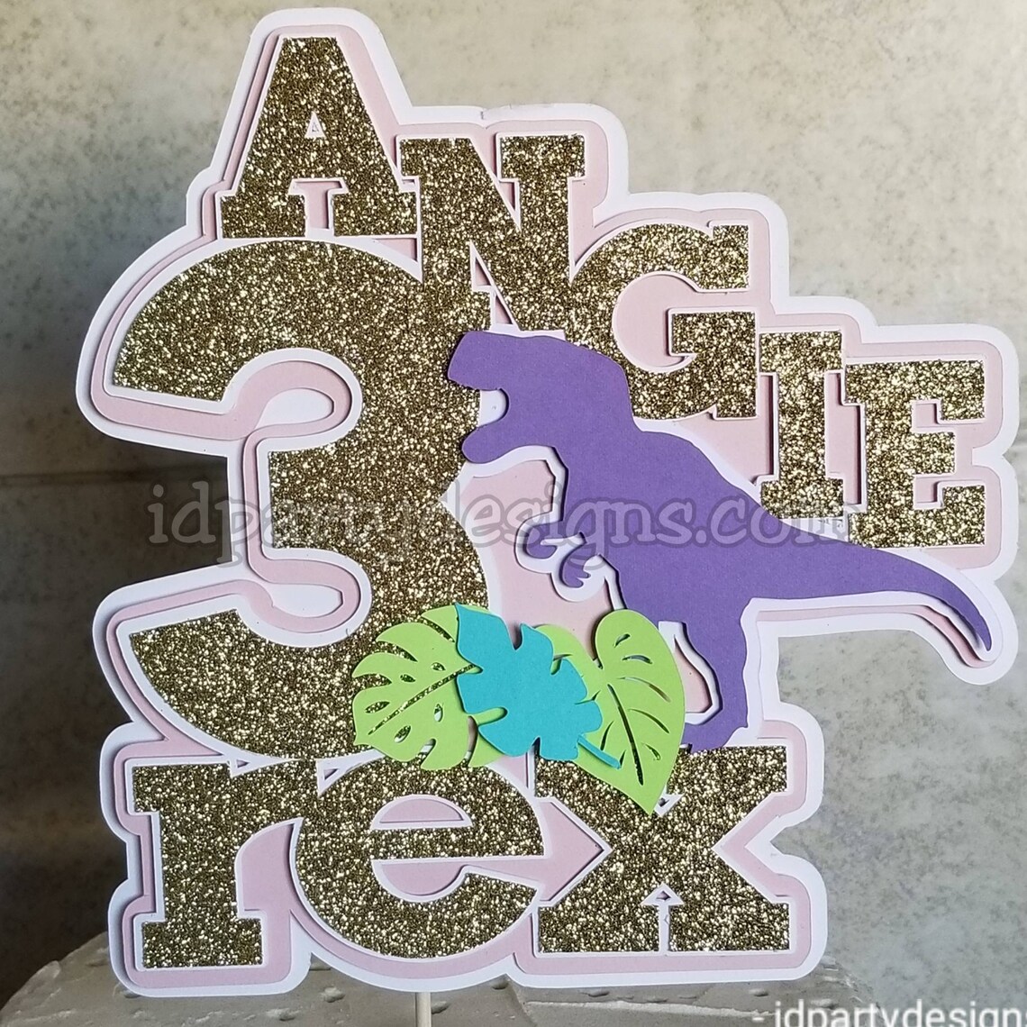 DINOSAUR 3 REX Girl Birthday Cake Topper Pastel Dino 2 Wild - Etsy