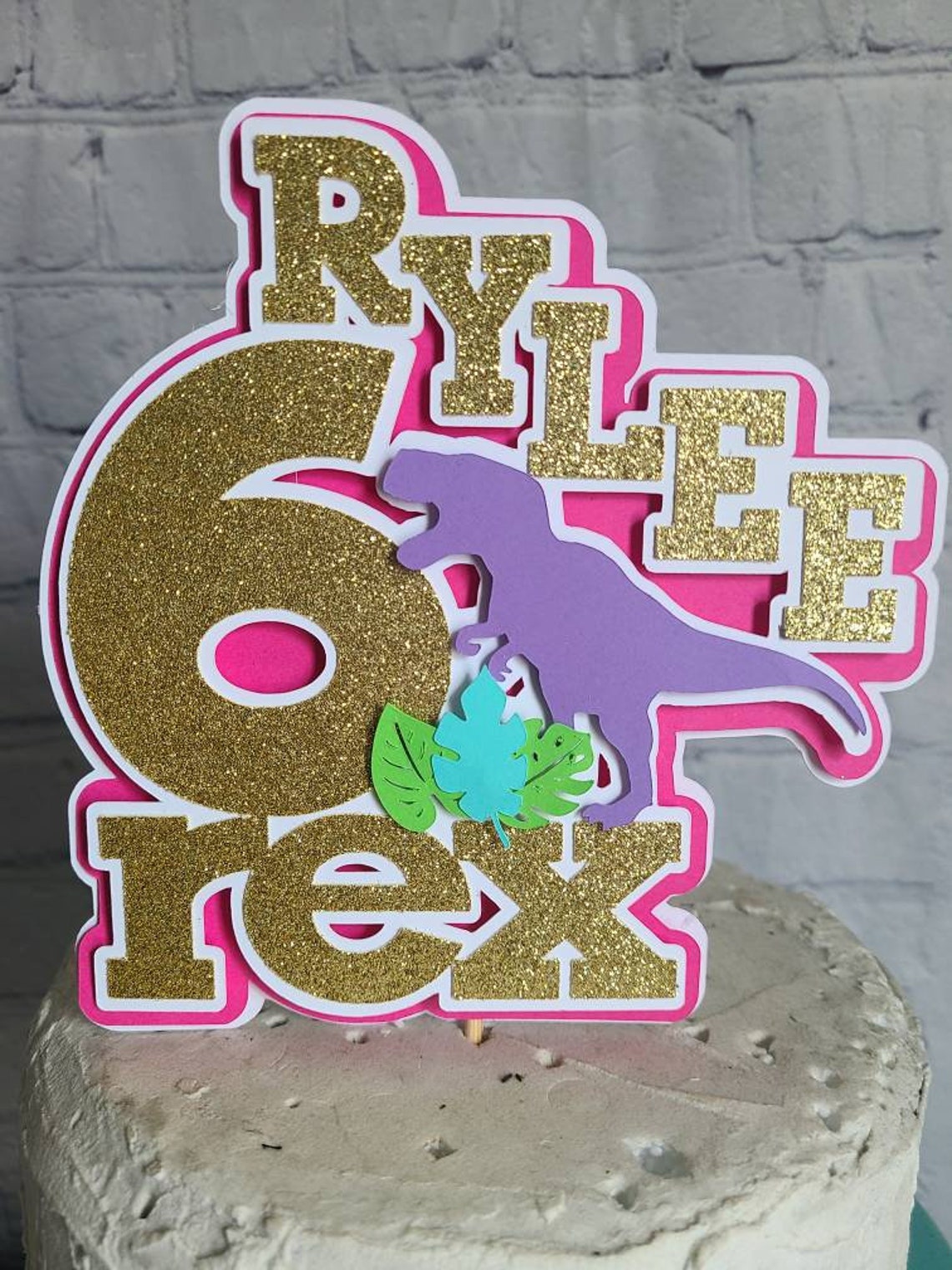 DINOSAUR 3 REX Girl Birthday Cake Topper Pastel Dino 2 Wild - Etsy