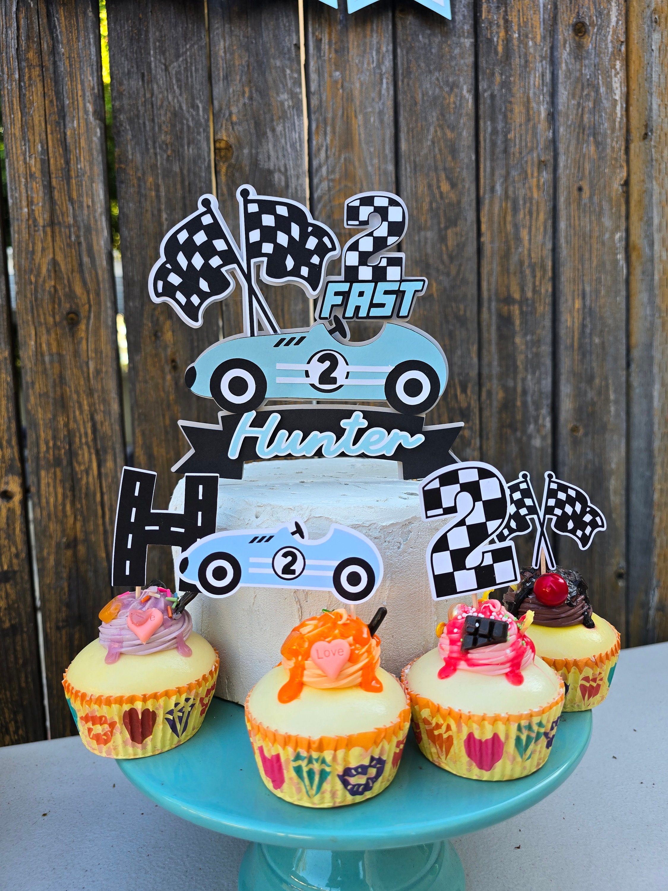 FIRST LAP 1ST LAP Around the Track Fast One Birthday Cake Topper Banner ...